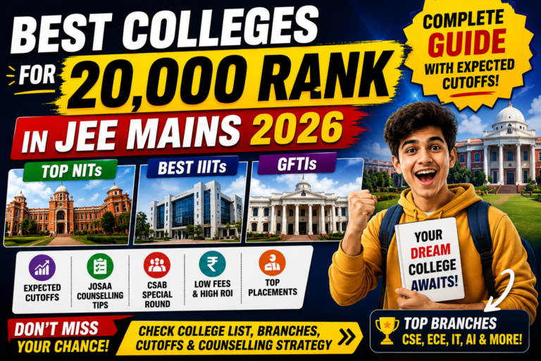 Best Colleges for 20,000 Rank in JEE Mains 2026 – Top NITs, IIITs ...